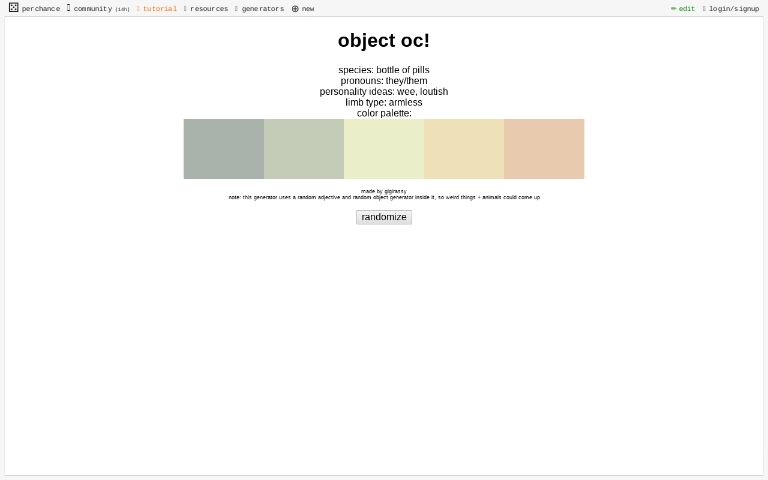 object oc! ― Perchance Generator