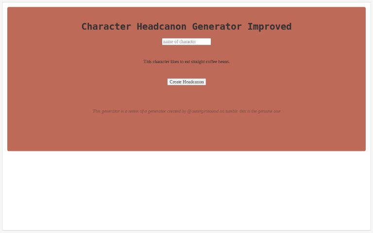 Character Headcanon Generator Improved
