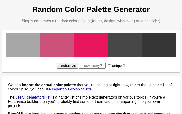 Random Color Palette Generator