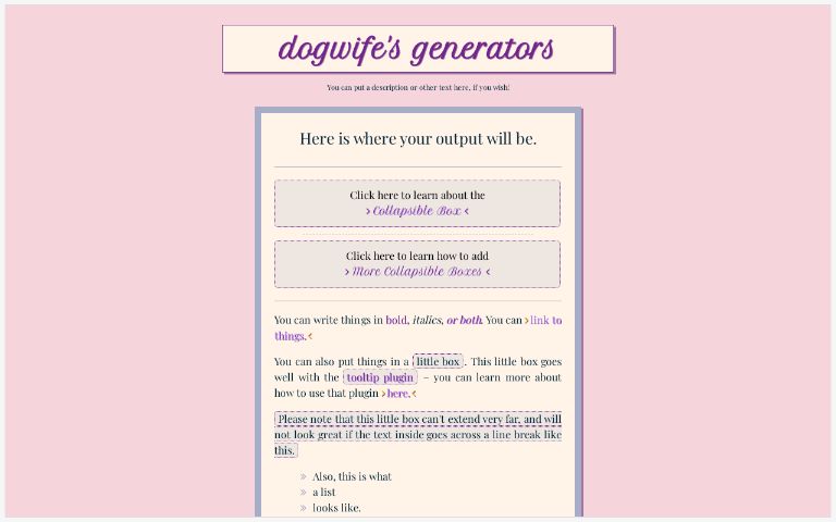 dogwife's generators