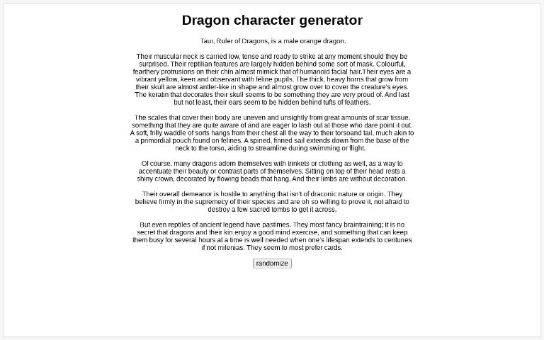 Dragon character generator