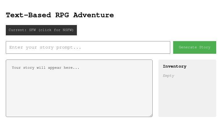 Text-Based RPG Adventure ― Perchance Generator