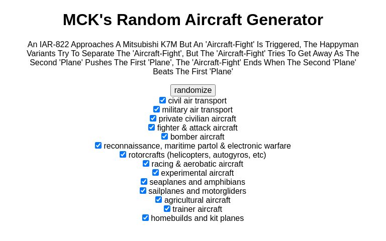 MCK's Random Aircraft Generator