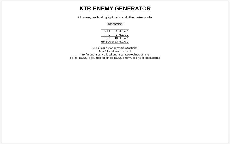 KTR ENEMY GENERATOR