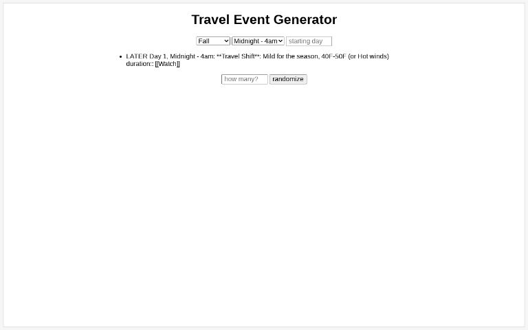 Travel Event Generator