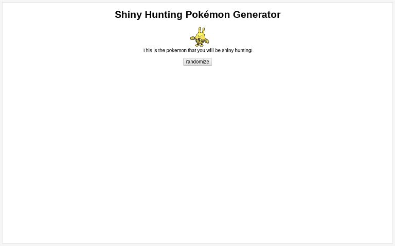 Shiny Hunting Pokémon Generator