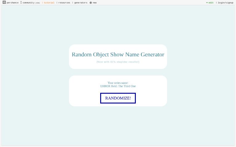 Random Object Show Name Generator