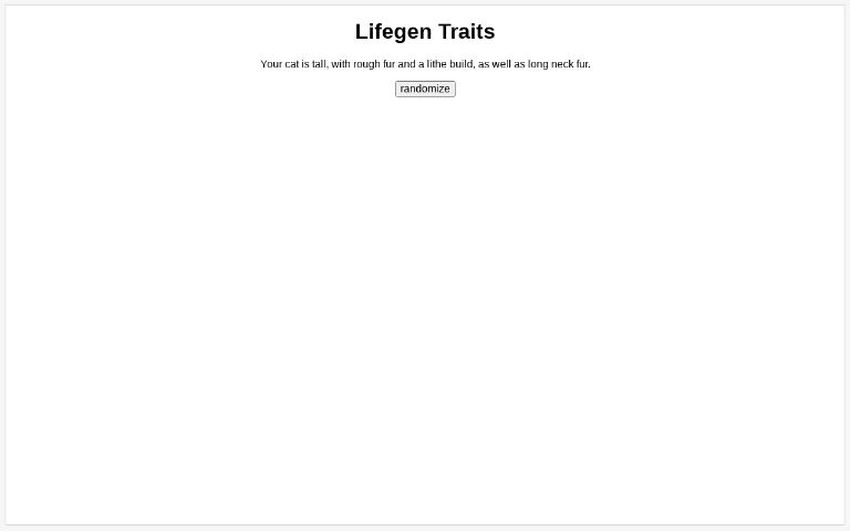 Lifegen Traits ― Perchance Generator