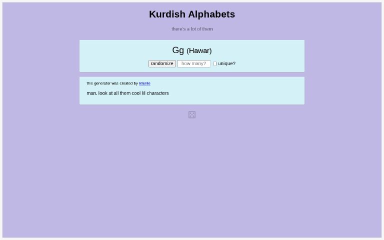 Kurdish Alphabets ― Perchance Generator
