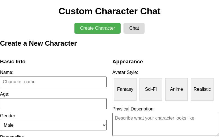 Custom Character Chat