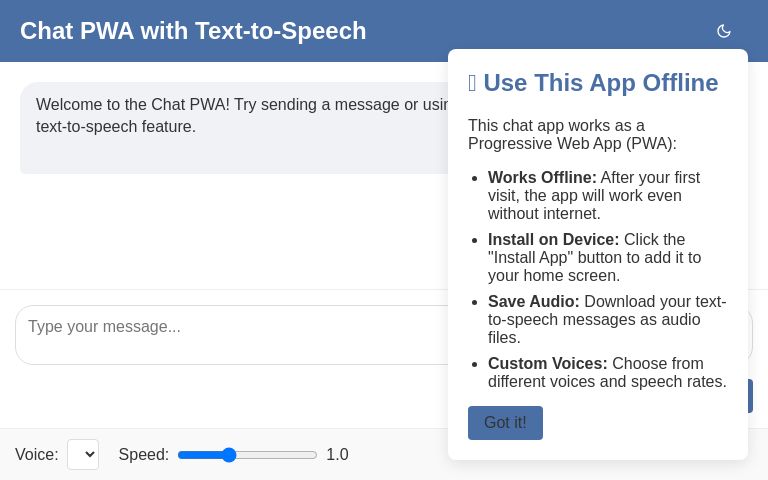 Chat PWA with Text-to-Speech