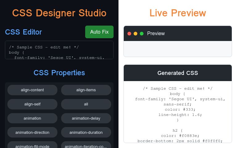 CSS Designer Studio ― Perchance Generator