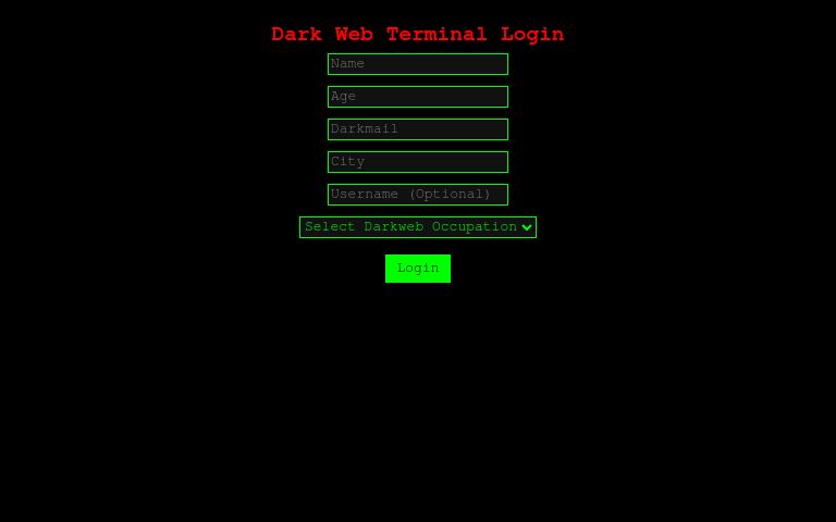Dark Web Terminal Login ― Perchance Generator