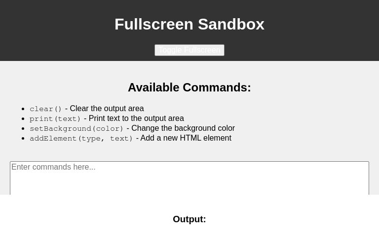 Fullscreen Sandbox ― Perchance Generator