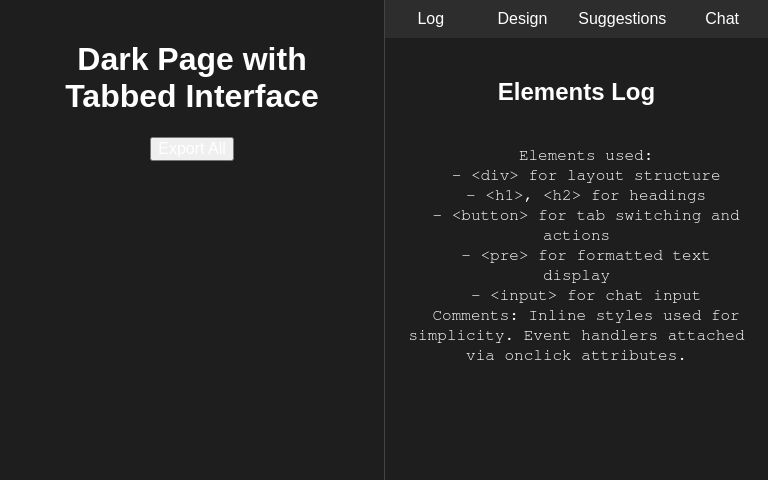 Dark Page with Tabbed Interface ― Perchance Generator