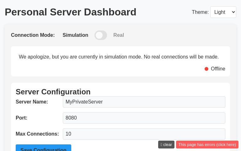 Personal Server Dashboard ― Perchance Generator
