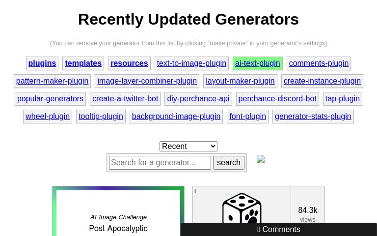 Recently Updated Generators