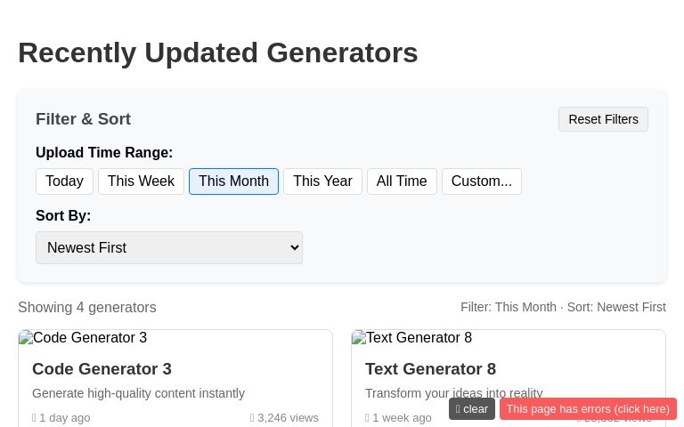 Recently Updated Generators
