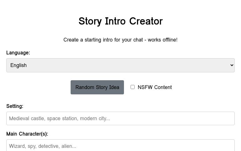 Story Intro Creator ― Perchance Generator