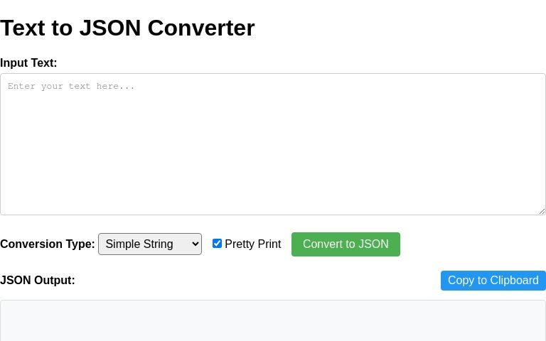 Text to JSON Converter ― Perchance Generator