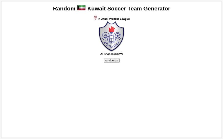 Random Kuwait Soccer Team Generator