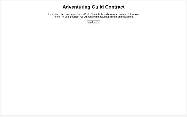 Adventuring Guild Contract ― Perchance Generator