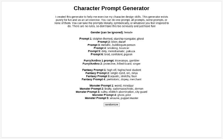 Character Prompt Generator