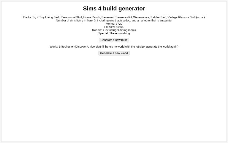 Sims 4 build generator