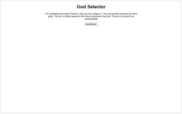 God Selector ― Perchance Generator