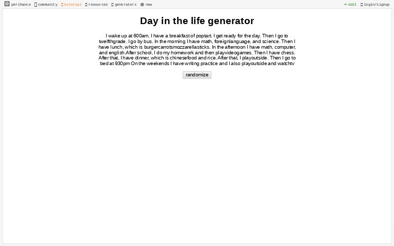 Day in the life generator