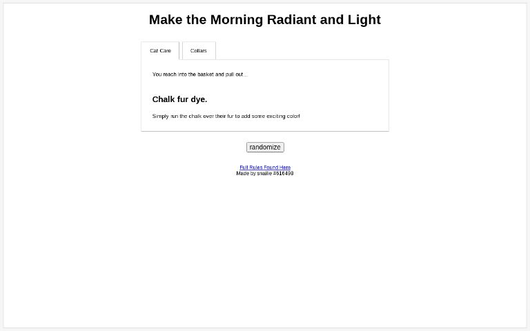 Make the Morning Radiant and Light ― Perchance Generator
