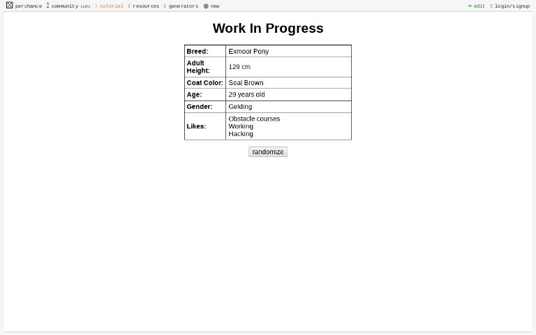 Work In Progress ― Perchance Generator