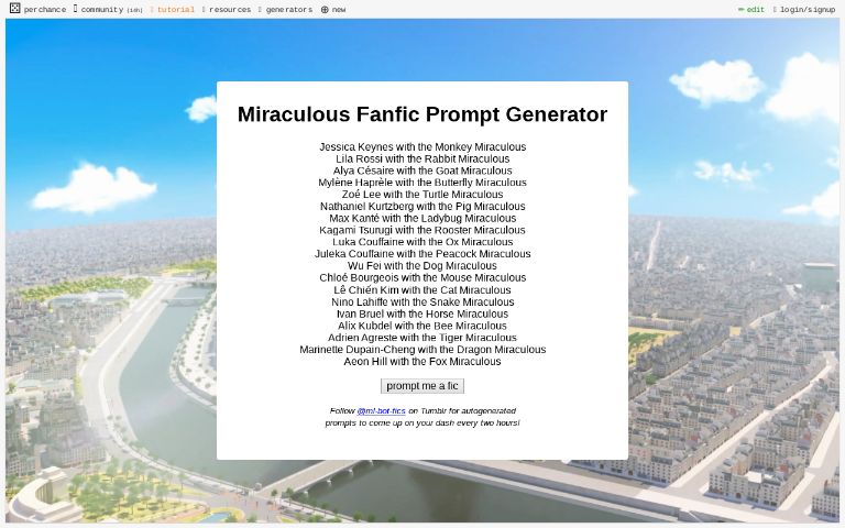 Miraculous Fanfic Prompt Generator