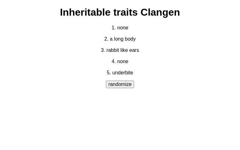 Inheritable traits Clangen ― Perchance Generator