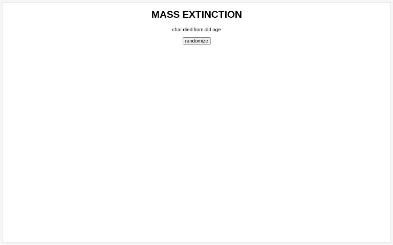 MASS EXTINCTION ― Perchance Generator