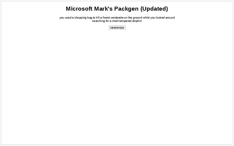 Microsoft Mark's Packgen (Updated) ― Perchance Generator