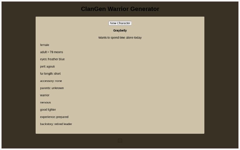 ClanGen Warrior Generator
