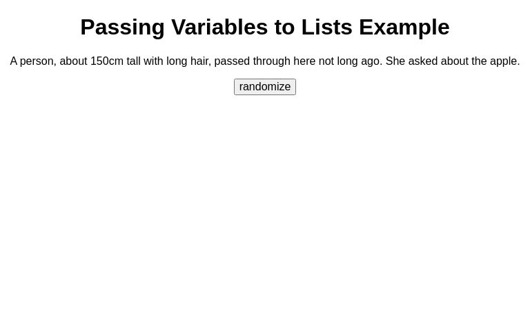Passing Variables to Lists Example ― Perchance Generator