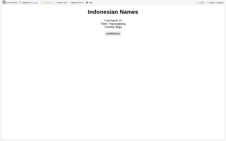 Indonesian Names ― Perchance Generator