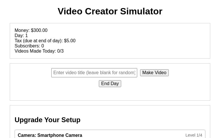 Video Creator Simulator ― Perchance Generator