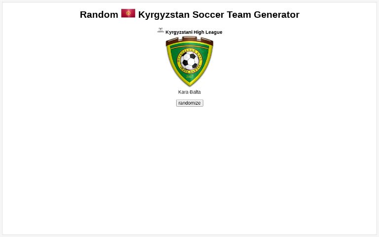 Random Kyrgyzstan Soccer Team Generator