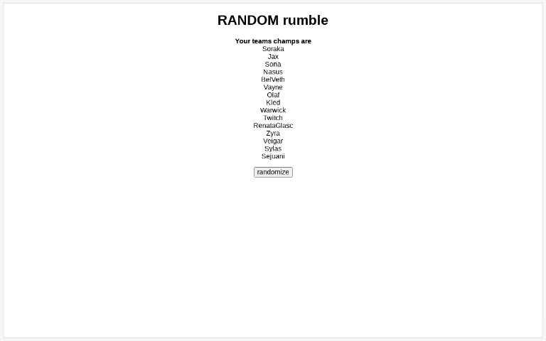 RANDOM rumble ― Perchance Generator