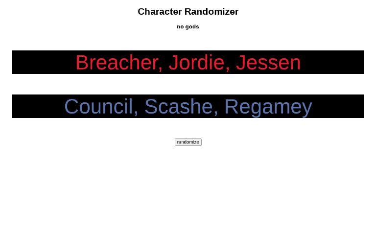 Character Randomizer ― Perchance Generator