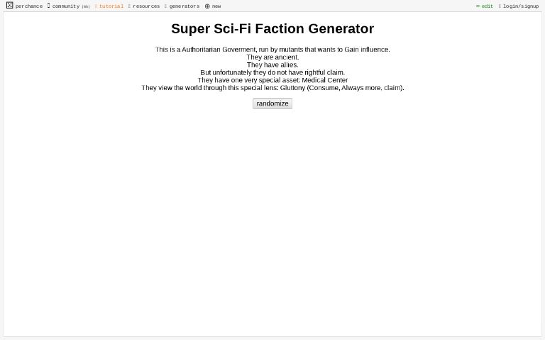 Super Sci-Fi Faction Generator