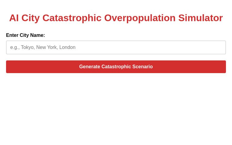 AI City Catastrophic Overpopulation Simulator ― Perchance Generator