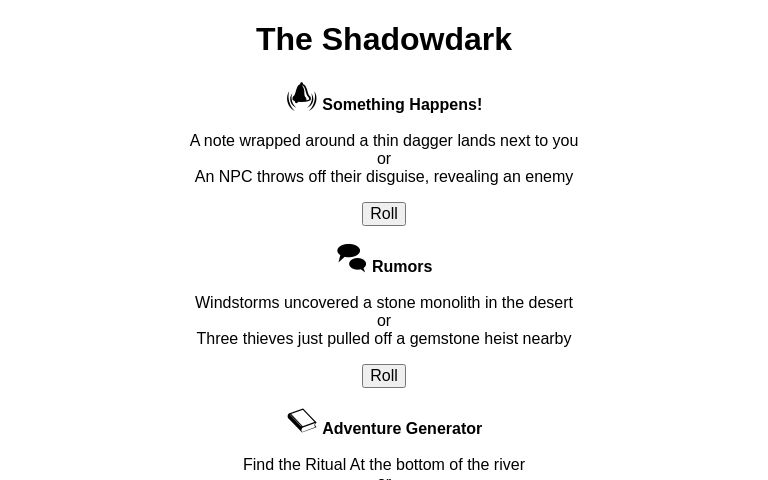 The Shadowdark ― Perchance Generator