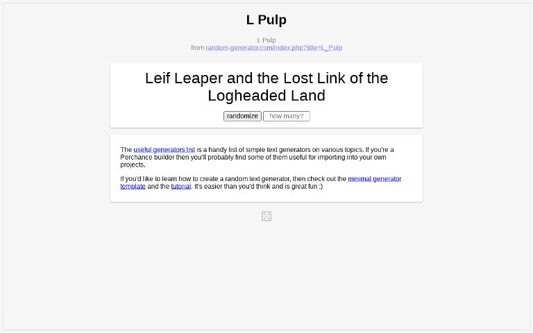L Pulp ― Perchance Generator