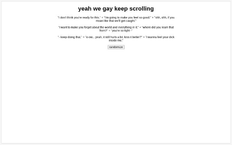 yeah we gay keep scrolling ― Perchance Generator