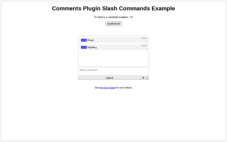 Comments Plugin Slash Commands Example
