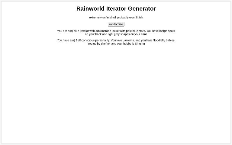 Rainworld Iterator Generator